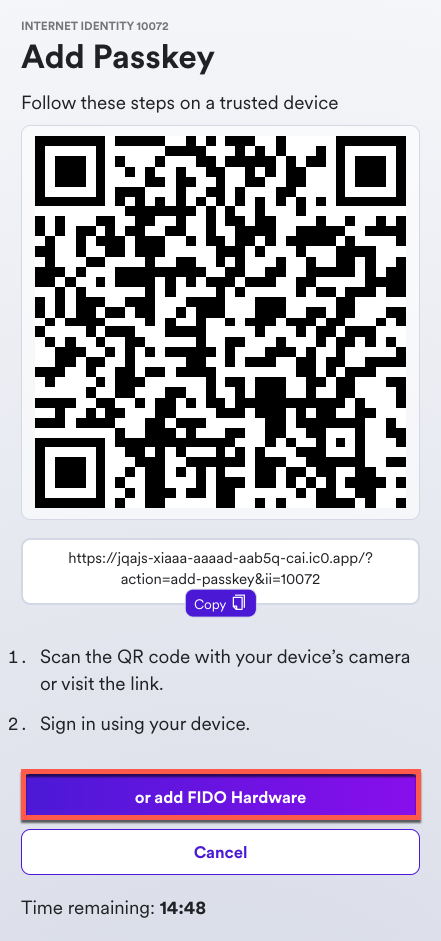 How do I add a FIDO device to my Internet Identity? – Internet Identity