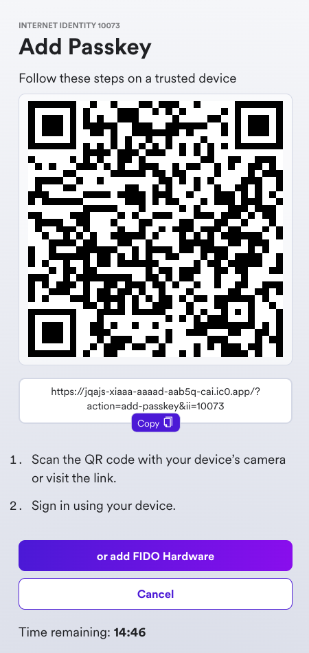 How do I add a passkey to my Internet Identity? – Internet Identity