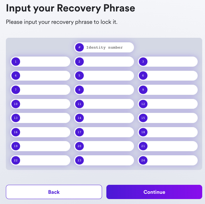 How can I lock my Internet Identity recovery phrase? – Internet Identity
