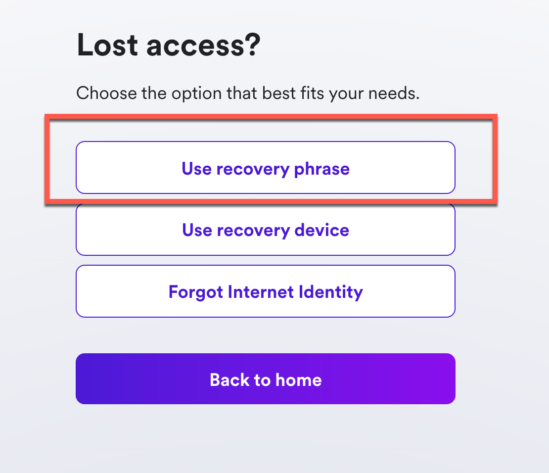 How do I Recover my Account with Recovery Phrase? – Internet Identity