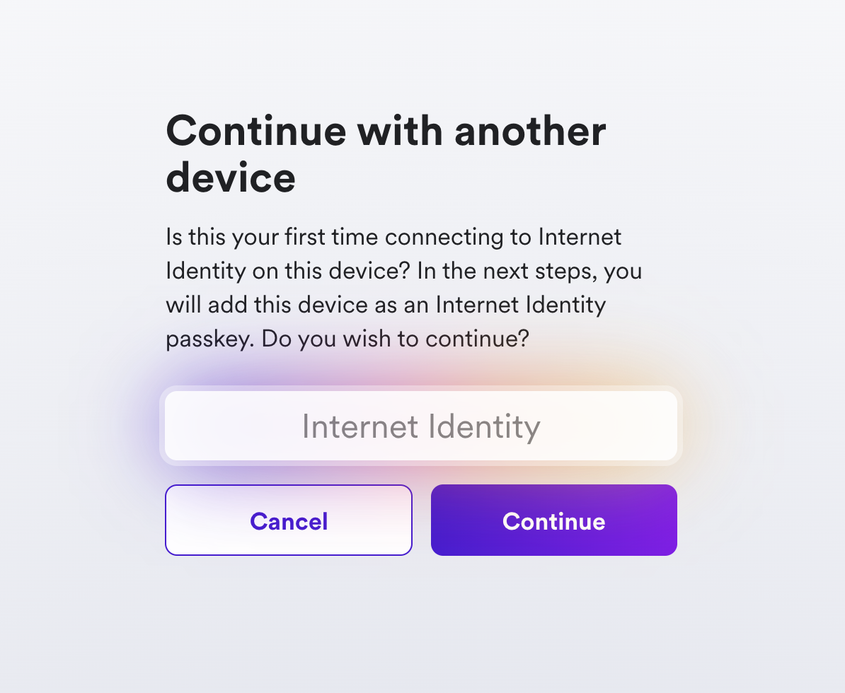 How do I use Internet Identity to connect from a new device? – Internet Identity